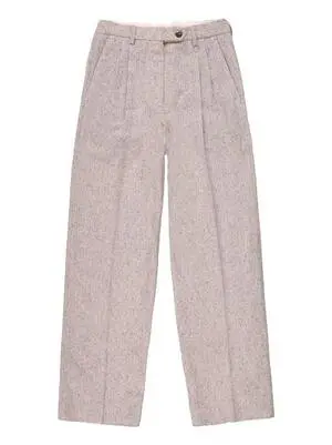 FORTELA High-waisted Pleated Trousers - Ecru