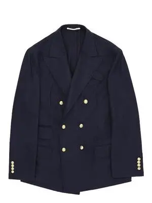 FORTELA Classic Double-breasted Merino Wool Jacket - Blue