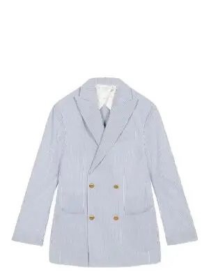 FORTELA Oscar Double Breasted Seersucker Cotton Blazer Jacket