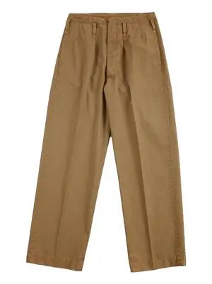 FORTELA Double Pleat Cotton Trousers - Leather
