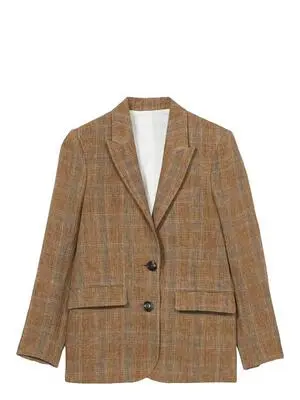 FORTELA Bella Check Linen Jacket - Brown