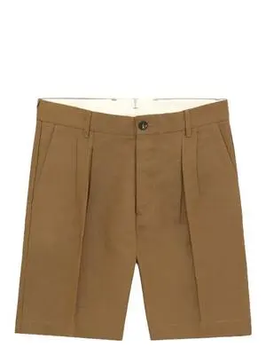 FORTELA Regular-Fit Pleated Bermuda Shorts Camel