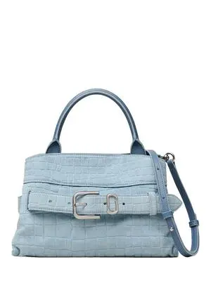 Marc Jacobs The Small Dakota Croc Embossed Suede Satchel - Blue Mist