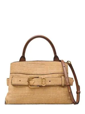 Marc Jacobs The Small Dakota Croc Embossed Suede Satchel - Sahara