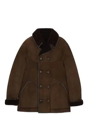 FORTELA Lemans Double Breasted Shearling Jacket - Brown