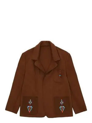 FORTELA Woven Jacket With Embroidered Patch Pockets - Brown