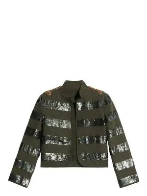 FORTELA Classic Wool Pailettes Jacket - Military Green