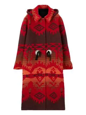 FORTELA Navajo Jacquard Virgin Wool Coat - Red