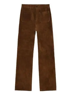 FORTELA High Waist Suede Leather Trousers - Brown
