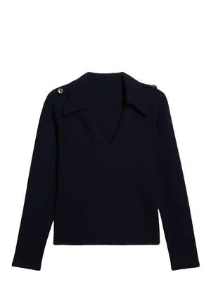 FORTELA Cashmere Polo With V-neck - Blue