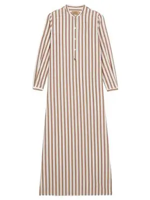 FORTELA Striped Cotton Kaftan Dress - Brown