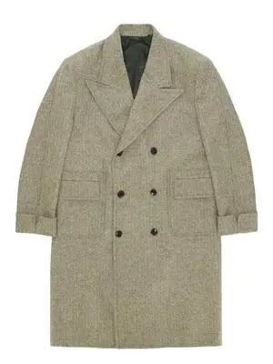 FORTELA Double Breasted Herringbone Bogart Coat - Green