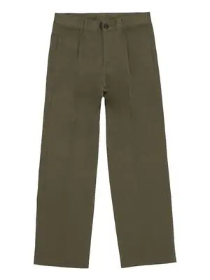 FORTELA Cotton Gabardine Pleated Trousers - Green