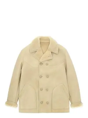 FORTELA Shearling Double-breasted Jacket - Beige