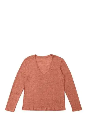 FORTELA Long Sleeve Linen T-shirt - Red
