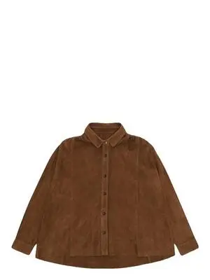 FORTELA Suede Button Down Shirt - Brown