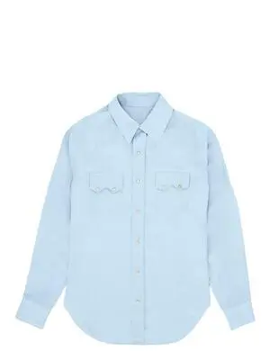 FORTELA Silk Texan Shirt - Light Blue