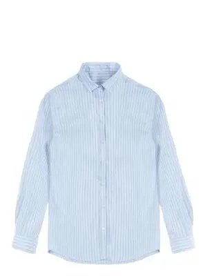 FORTELA Cotton Oxford Striped Shirt - Light Blue