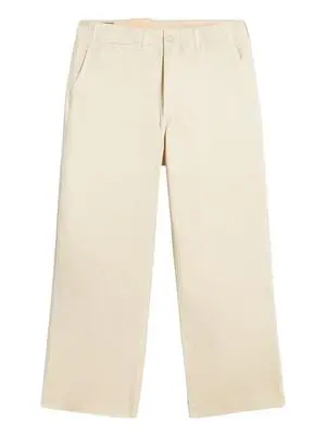 FORTELA Herringbone Wide Leg Chino Pants - Cream