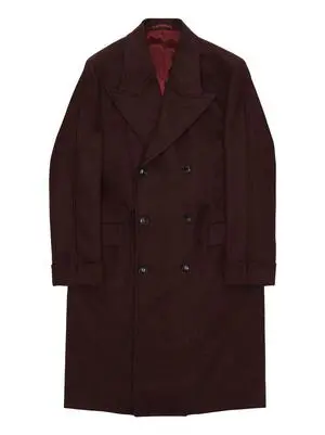 FORTELA Double-breasted Wool Overcoat - Burgundy