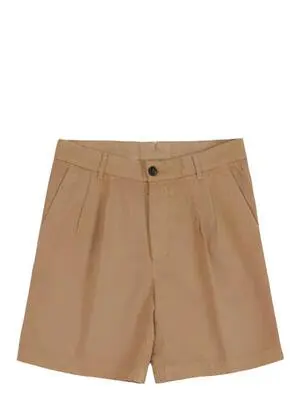 FORTELA Cotton Bermuda Shorts With Pleats Beige