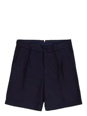 FORTELA Cotton Bermuda Shorts With Pleats - Blue