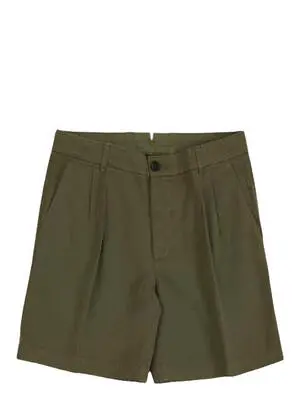 FORTELA Cotton Bermuda Shorts With Pleats - Green