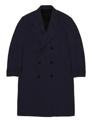 FORTELA Double Breasted Wool Coat - Blue