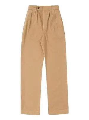 FORTELA Straight Twill Cotton Trousers - Camel