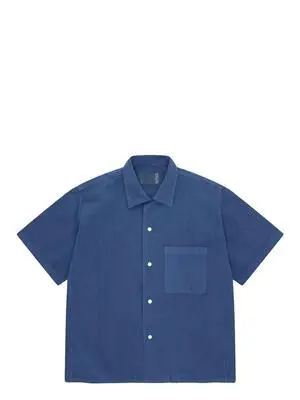 FORTELA Bowling Inspired Short Sleeve Shirt - Indigo Rinse