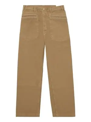 FORTELA Herringbone Cotton Trousers - Light Brown