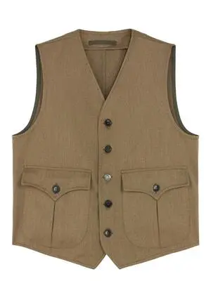 FORTELA Donald Cotton Twill Gilet - Green