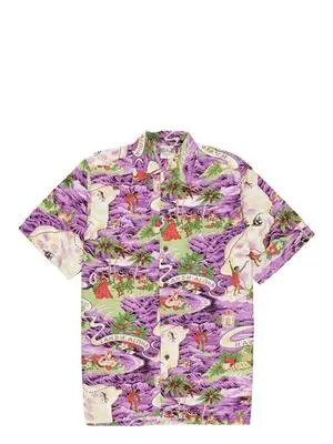 FORTELA Tropical Hawaiian Short Sleeve Shirt - Violet