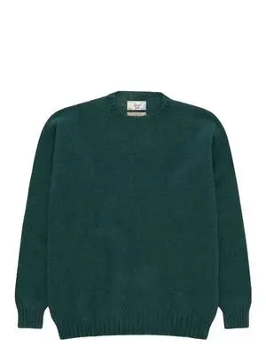 FORTELA Shetland Crew Neck Sweater - Forest Green