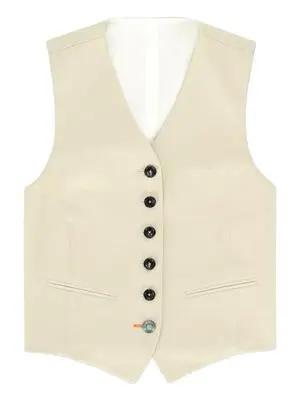 FORTELA Demi Single-breasted Satin Vest - Camel