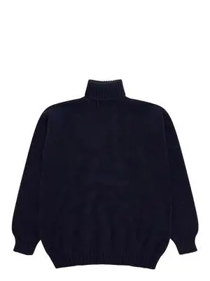 FORTELA Shetland Turtleneck Sweater Navy Blue