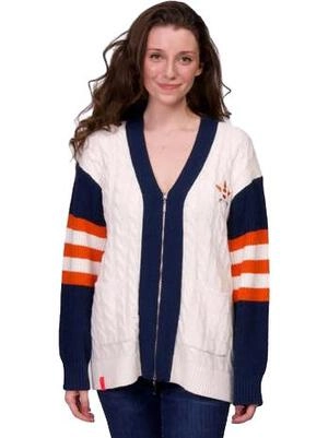 LUSSO Houston Astros Shyla Knit V-neck Full-zip Sweater - Navy