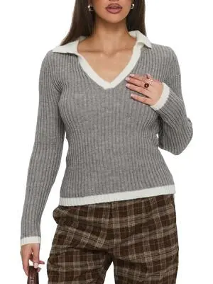 Princess Polly Skylen Collar Sweater - Grey