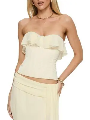 Princess Polly Holliann Ruffle Strapless Top - Butter