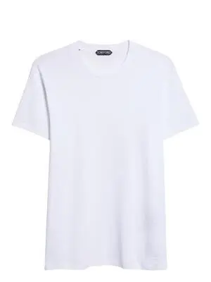 TOM FORD Perforated Rib Crewneck T-shirt - Optical White