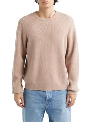 FRAME Crewneck Wool & Silk Rib Sweater - Light Mauve