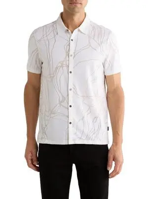 John Varvatos Elio Tangled Burnout Short Sleeve Button-up Shirt - White