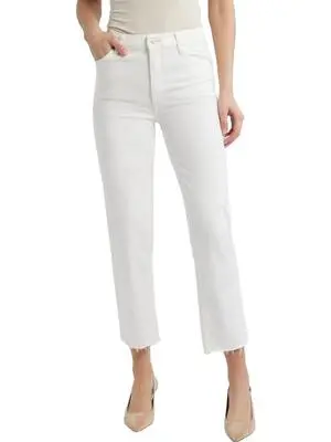 FRAME Le Sleek Raw Hem High Waist Straight Leg Jeans - Au Natural Clean Raw After