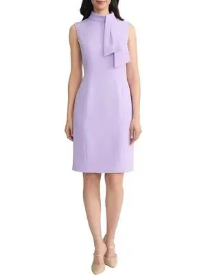 KASPER Tie Neck Sleeveless Sheath Dress - Lavender Mist
