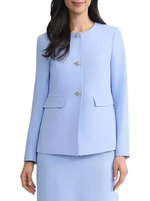 KASPER Three-button Peplum Jacket - Paris Bleu