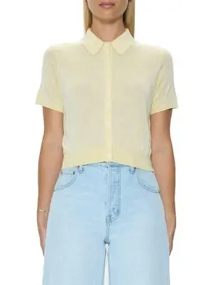 PISTOLA Lucca Short Sleeve Knit Top - Pale Yellow