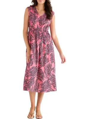 NIC+ZOE Sleeveless Stretch Cotton Midi Dress - Pink Multi