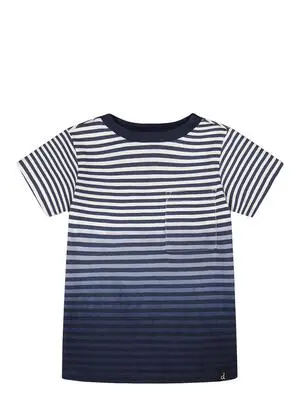 DEUX PAR DEUX Organic Cotton Gradient Stripes Short Sleeve T-shirt - Striped Gradient Blue