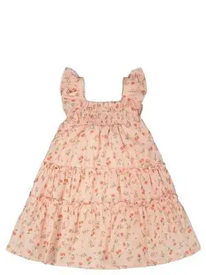 DEUX PAR DEUX Tiered Floral Print Dress With Smocking - Pink Printed Flowers