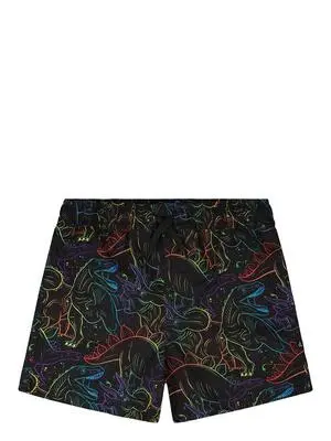 DEUX PAR DEUX Dinosaur Print Swim Trunks - Black Dinosaur Print